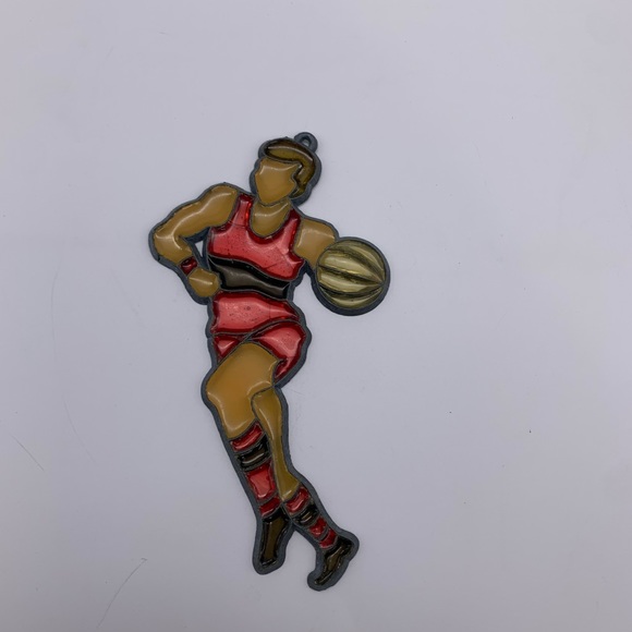 Accents | Vintage Stained Glass Basketball Player Suncatcherornament ...